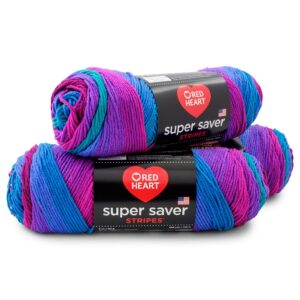 red heart super saver 3-pack yarn, polo stripe 3 pack