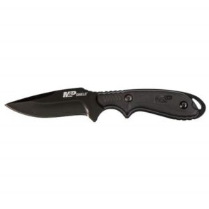 smith & wesson m&p shield 7.5in s.s. full tang fixed blade knife with 3in clip point blade and nylon handle for outdoor, tactical, survival and edc,black