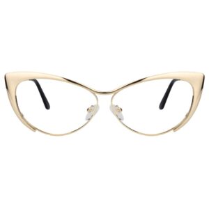 zeelool women's oversized stylish metal browline cat eye glasses ellen vfm0176-02 gold