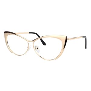 Zeelool Women's Oversized Stylish Metal Browline Cat Eye Glasses Ellen VFM0176-02 Gold