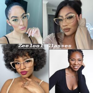 Zeelool Women's Oversized Stylish Metal Browline Cat Eye Glasses Ellen VFM0176-02 Gold