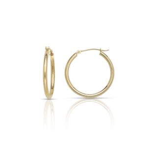 14k yellow gold hoop earrings 25x2.0mm