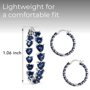 Shop LC Blue Cubic Zirconia Heart Hoop Earrings for Women Jewelry Ct 13.25 Birthday Gifts for Women