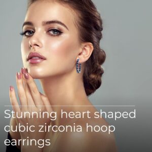 Shop LC Blue Cubic Zirconia Heart Hoop Earrings for Women Jewelry Ct 13.25 Birthday Gifts for Women