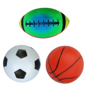 power ling cc 7" safe inflatable sports balls (random color) for kids indoor outdoor soccer ball, basketball, football with pump