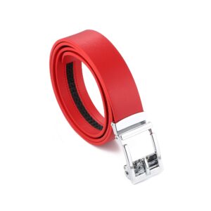 gelante genuine leather ratchet dress belt with automatic sliding buckle - minimalistic style-trim to fit g706-red