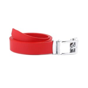 Gelante Genuine Leather Ratchet Dress Belt With Automatic Sliding Buckle - Minimalistic Style-Trim to Fit G706-Red