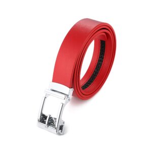 Gelante Genuine Leather Ratchet Dress Belt With Automatic Sliding Buckle - Minimalistic Style-Trim to Fit G706-Red