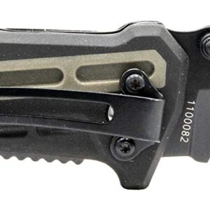 Smith & Wesson M&P AR Overmold 8.2in High Carbon S.S. Folding Knife with 3.5in Serrated Tanto Blade and Rubber Handle for Outdoor Survival and EDC, 1100082,Silver/Black