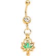 Body Candy Plated Steel Navel Ring Piercing Glow in the Dark Lotus Flower Dangle Belly Button Ring