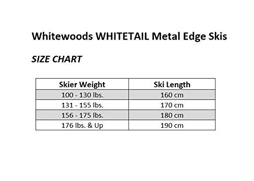 Whitewoods Whitetail Adult Metal Edge Cross-Country NNN Ski Package - Skis, Boots, Bindings, Poles | 190CM (for Skiers 176+ lbs.) (EU Boot Size: 44)