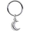 Body Candy 16G Steel Hinged Segment Ring Seamless Dangle Cartilage Clear Accent Crescent Moon Nose Hoop 3/8"