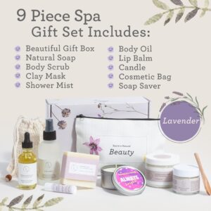 Lizush Luxury Bath Gift Baskets Set for Women - 9 Piece Lavender Spa Gifts for Women, Mothers Day Gifts for Mom, Birthday Gifts For Women, Self Care Gifts For Wife - Handmade In The USA