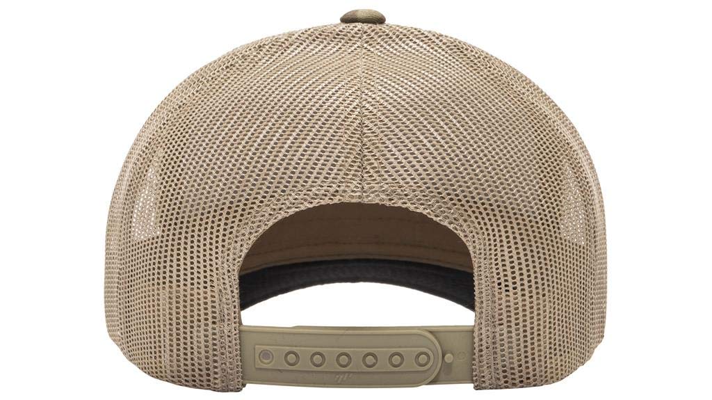 Yupoong 6606 Curved Bill Trucker Mesh Snapback Hat with NoSweat Hat Liner (Multicam Khaki, 1)