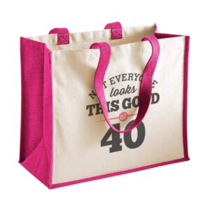 design, invent, print! 40th birthday gift bag funny gift for women tote shopping age 40 present 16.5 x 13 x 7.5 inches