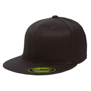 premium 210 flexfit fitted flatbill hat with nosweat hat liner (l/xl (7 1/4” - 7 5/8”), black)