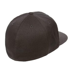 Premium 210 Flexfit Fitted Flatbill Hat with NoSweat Hat Liner (L/XL (7 1/4” - 7 5/8”), Black)