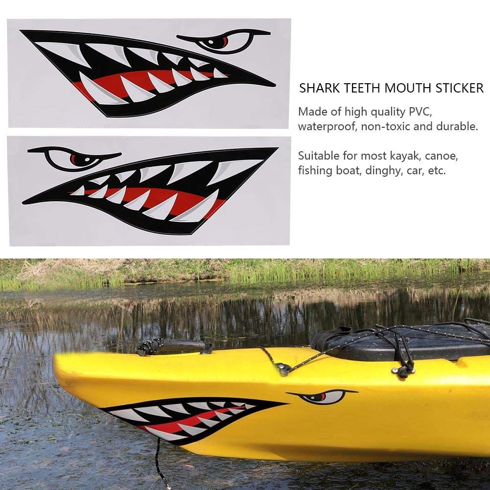 Kayak Accessories,Shark Teeth Sticker,Shark Teeth Mouth Decal Stickers,Flying Decals Shark Teeth Stickers for Kayak Canoe Dinghy Decals Waterproof Funny Boat Stickers and Decals