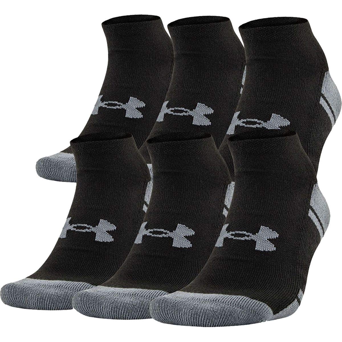 Under Armour Resistor 3.0 No Show Sock - 6-Pack - Men's Black/Graphite, 10.0-13.0