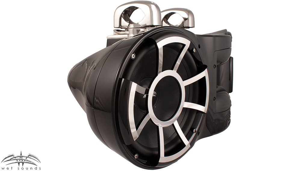 Wet Sounds REV 410 Swivel Clamp Tower Speaker, fits 1-7/8in to 3in Pipes - Black (Renewed)