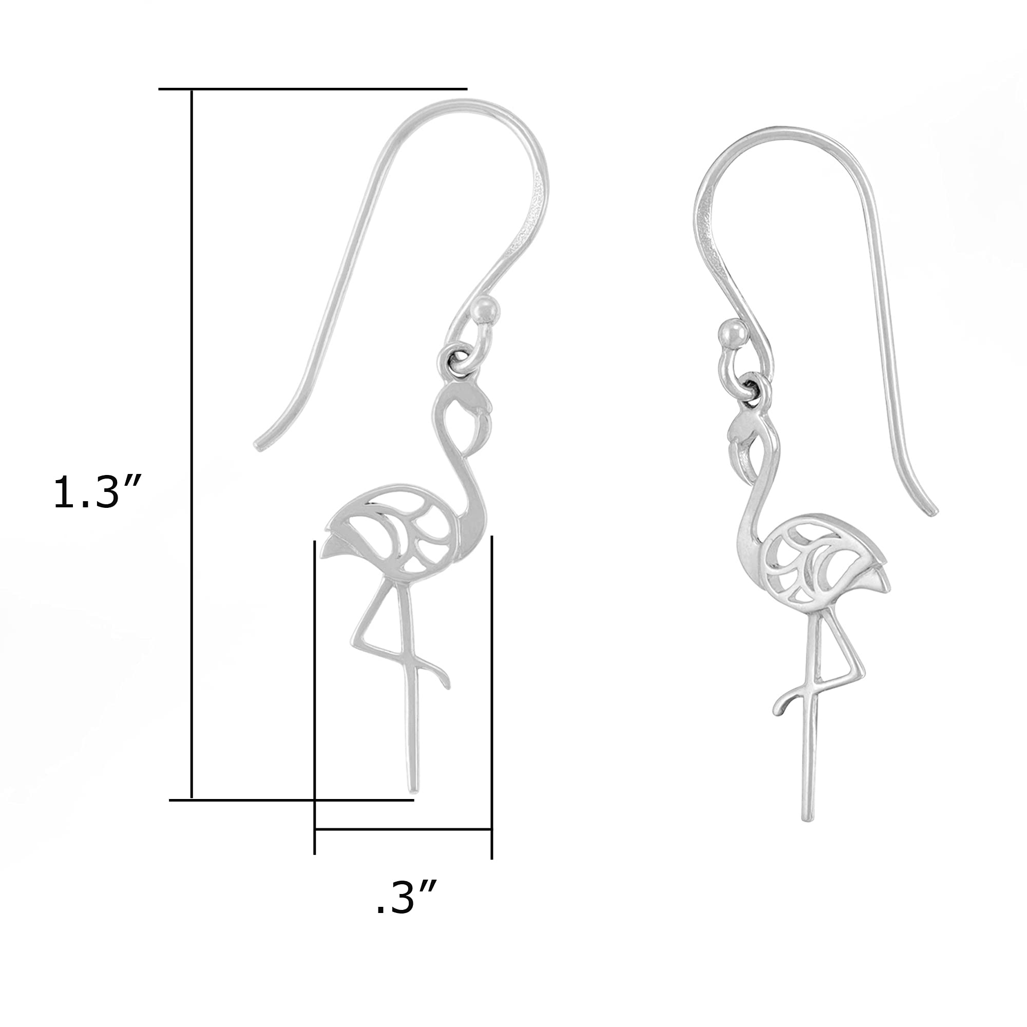 Boma Jewelry Sterling Silver Flamingo Dangle Earrings