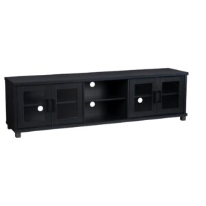 corliving fremont black ravenwood tv bench for tvs up to 90"