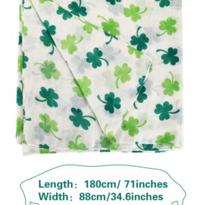 Skylety St. Patrick's Day Printed Scarf Long Shamrock Shawl Irish Theme Scarf for Holiday Outfits Accessories (Color Set 1, 3 Pieces)