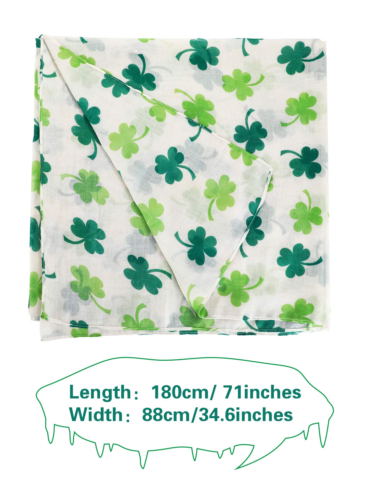 Skylety St. Patrick's Day Printed Scarf Long Shamrock Shawl Irish Theme Scarf for Holiday Outfits Accessories (Color Set 1, 3 Pieces)