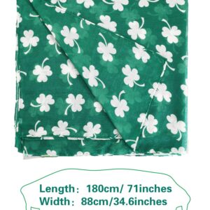 Skylety St. Patrick's Day Printed Scarf Long Shamrock Shawl Irish Theme Scarf for Holiday Outfits Accessories (Green Background, 1 Piece)