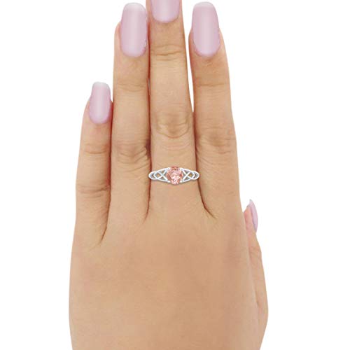 Blue Apple Co. Celtic Accent Solitaire Ring Oval Simulated Morganite 925 Sterling Silver, Size-9