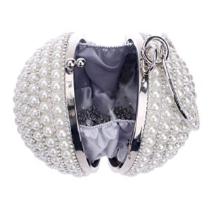 Tngan Womens Evening Bag Round Ball Wedding Handbag Artificial Pearl Purse Golden