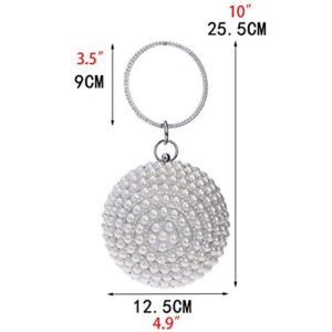 Tngan Womens Evening Bag Round Ball Wedding Handbag Artificial Pearl Purse Golden