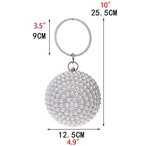 Tngan Womens Evening Bag Round Ball Wedding Handbag Artificial Pearl Purse Golden