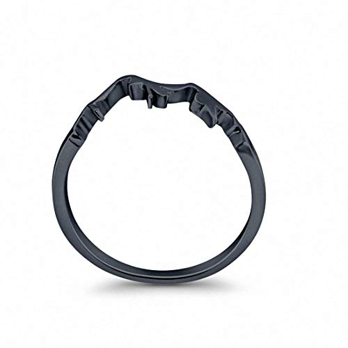 Mountain Band Ring Black Tone 925 Sterling Silver, Size-7