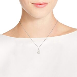 AeraVida Simply Elegant Teardrop Mother of Pearl Inlay .925 Sterling Silver Necklace | Classic Necklace Jewelry for Women | Jewelry Gift