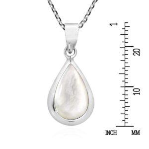 AeraVida Simply Elegant Teardrop Mother of Pearl Inlay .925 Sterling Silver Necklace | Classic Necklace Jewelry for Women | Jewelry Gift