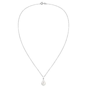 AeraVida Simply Elegant Teardrop Mother of Pearl Inlay .925 Sterling Silver Necklace | Classic Necklace Jewelry for Women | Jewelry Gift