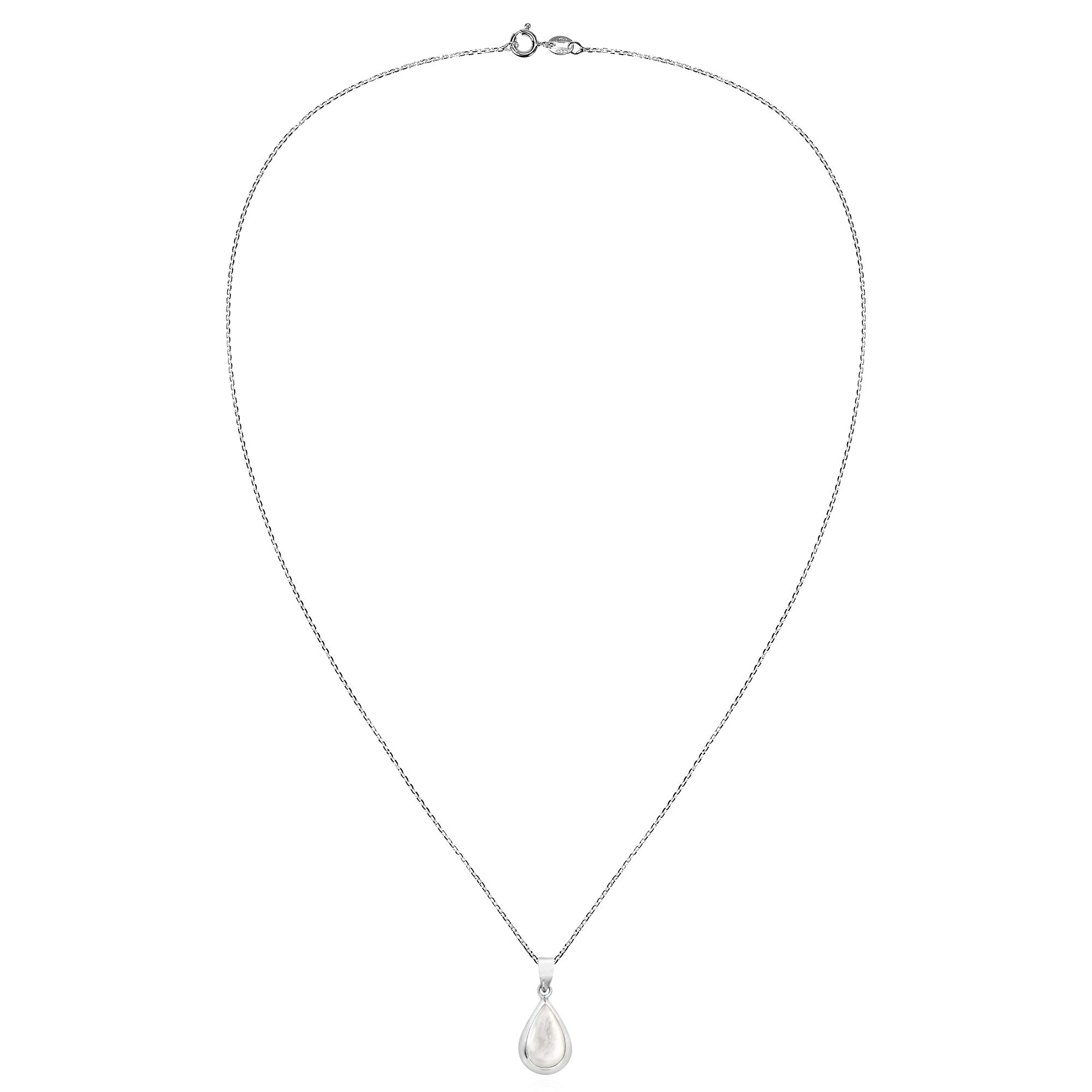 AeraVida Simply Elegant Teardrop Mother of Pearl Inlay .925 Sterling Silver Necklace | Classic Necklace Jewelry for Women | Jewelry Gift