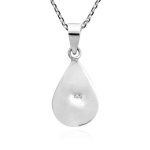 AeraVida Simply Elegant Teardrop Mother of Pearl Inlay .925 Sterling Silver Necklace | Classic Necklace Jewelry for Women | Jewelry Gift