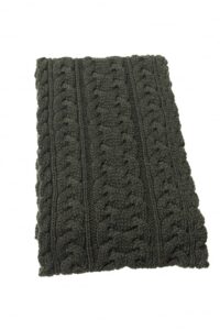 aran crafts irish cable knitted wool heavyweight scarf 10"x64" (x4855-agre)