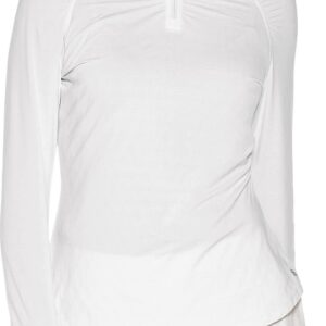 Coolibar UPF 50+ Women's Arabella Golf Quarter Zip - Sun Protective (Small- White Diamond Jacquard)