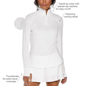 Coolibar UPF 50+ Women's Arabella Golf Quarter Zip - Sun Protective (Small- White Diamond Jacquard)