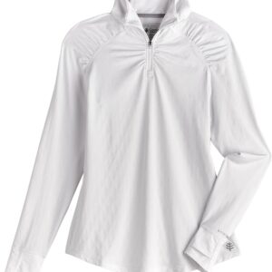 Coolibar UPF 50+ Women's Arabella Golf Quarter Zip - Sun Protective (Small- White Diamond Jacquard)