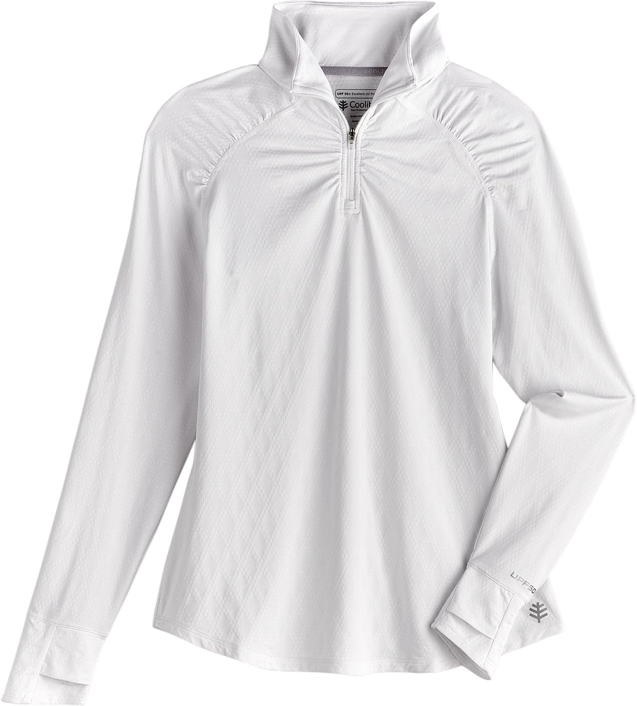 Coolibar UPF 50+ Women's Arabella Golf Quarter Zip - Sun Protective (Small- White Diamond Jacquard)