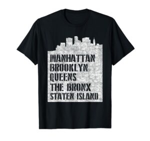 new york tshirt the 5 boroughs manhattan brooklyn