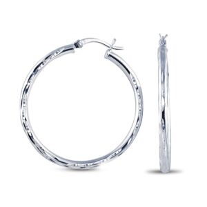 charmsy 925 sterling silver diamond-cut hoop earrings 2.5mm tube medium large italian classic click-top for women 40mm