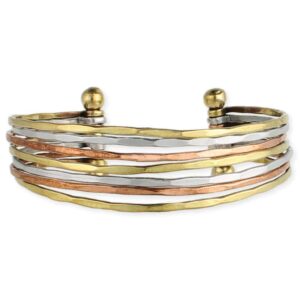 zad mixed metal hammered cuff fashion bracelet