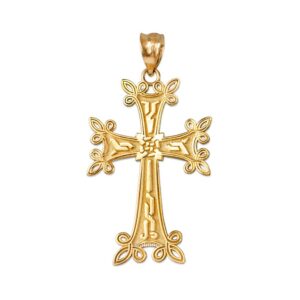 la blingz 14k yellow gold armenian reversible cross pendant