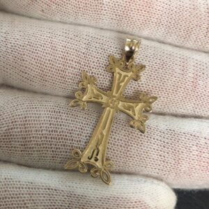 LA BLINGZ 14K Yellow Gold Armenian Reversible Cross Pendant