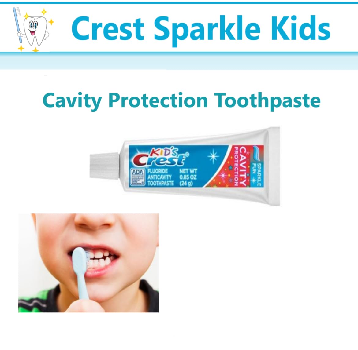 Kid’s Crest Cavity Protection Sparkle Fun Toothpaste .85 Ounce (12 Pack) | Sparkle Fun Flavor with Fluoride | Travel Size Anticavity Paste (B07NBR4LCB)